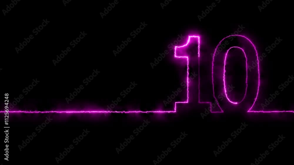 number TEN . Animation Neon light Number 10. Neon Glowing Symbol Neon ...