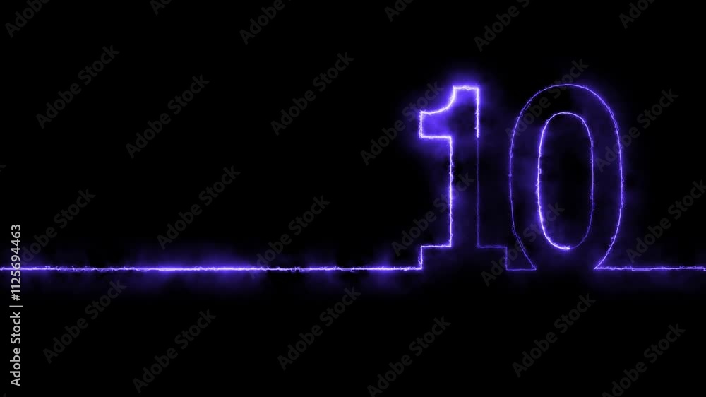 number TEN . Animation Neon light Number 10. Neon Glowing Symbol Neon ...