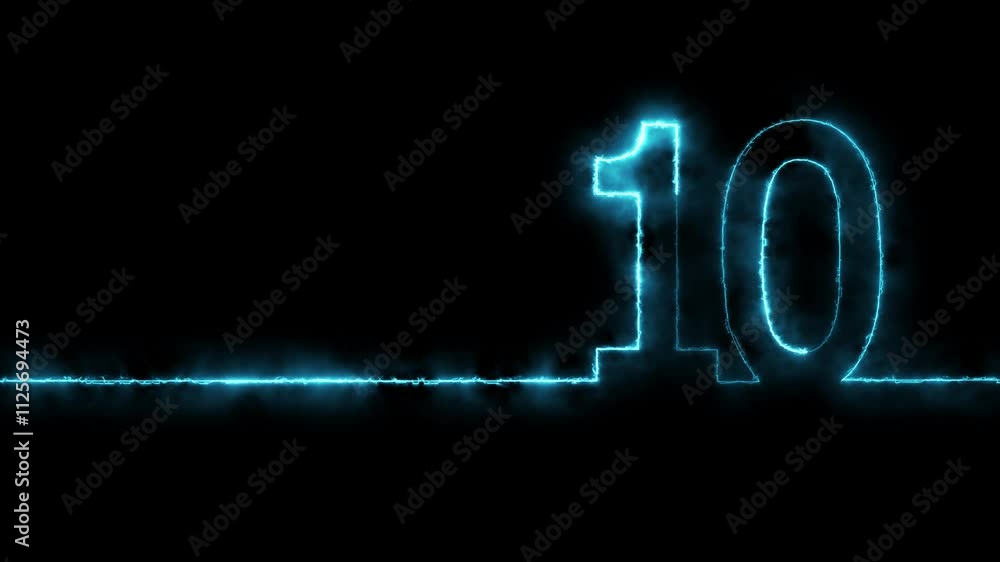 number TEN . Animation Neon light Number 10. Neon Glowing Symbol Neon ...
