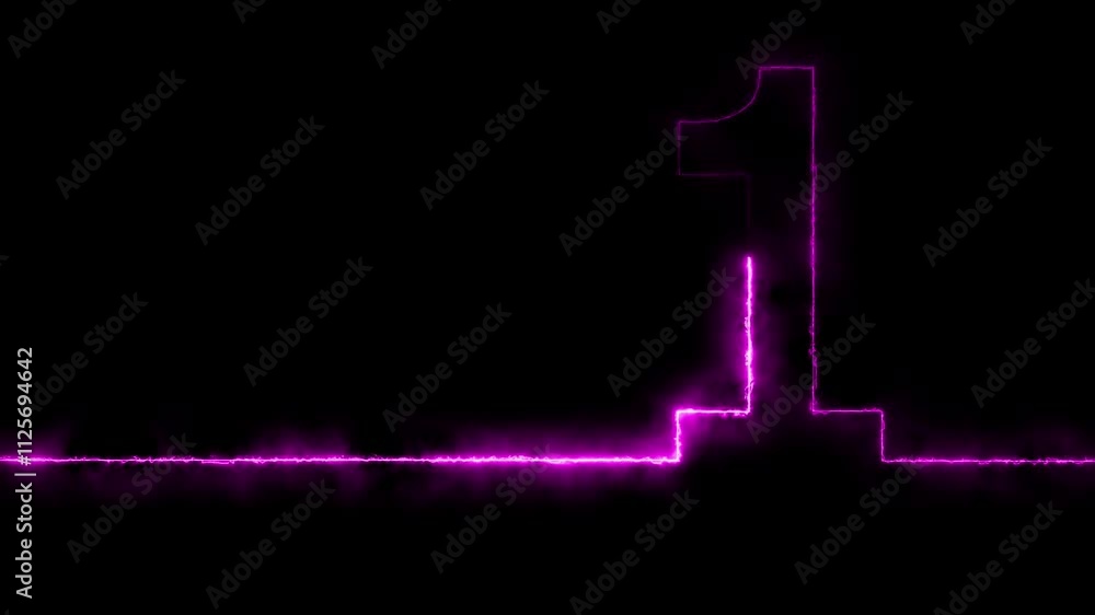 number ON. Animation Neon light Number 01. Neon Glowing Symbol Neon ...