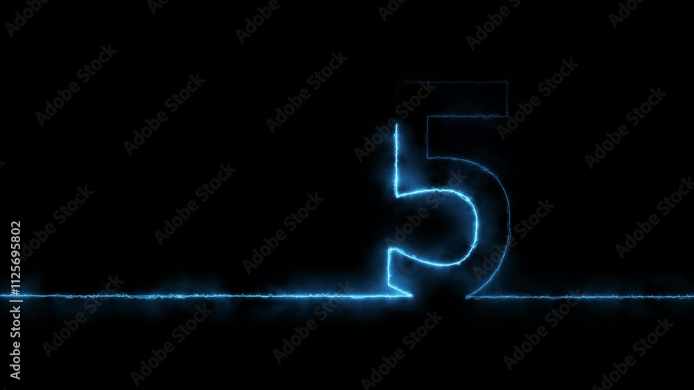 number FIVE. Animation Neon light Number 05. Neon Glowing Symbol Neon ...