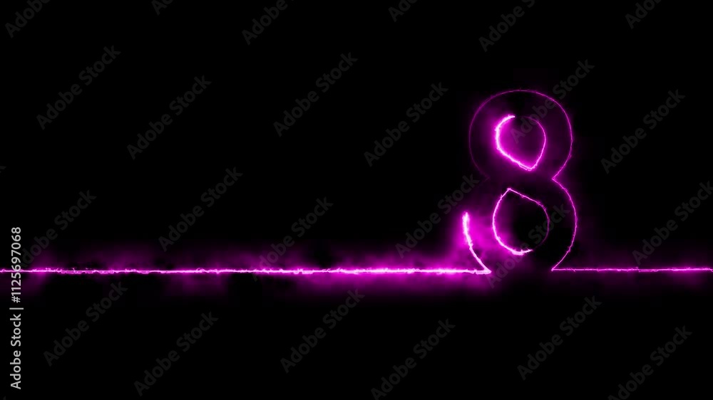 number eight. Animation Neon light Number 08. Neon Glowing Symbol Neon ...