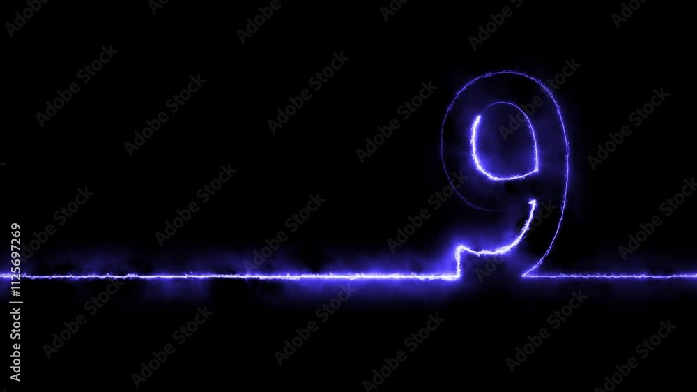 number nine. Animation Neon light Number 09. Neon Glowing Symbol Neon ...