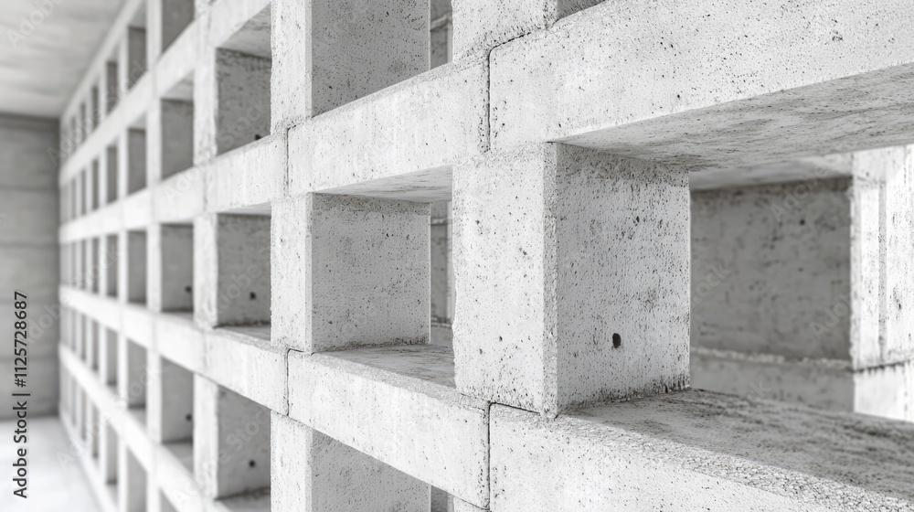 Foto de Modern concrete block wall construction showcasing structural elements for residential ...