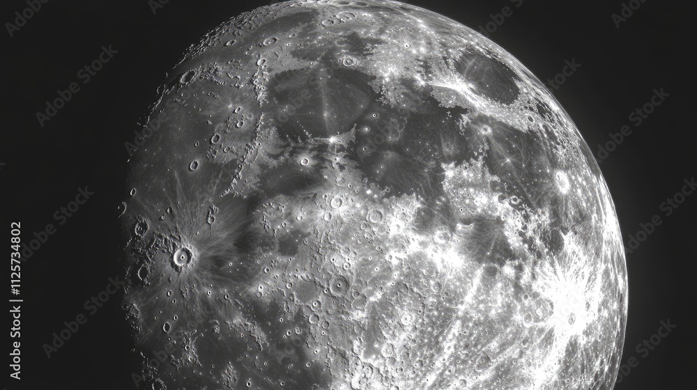 Wanning Gibbous Moon phase close up detail captured through telescope ...