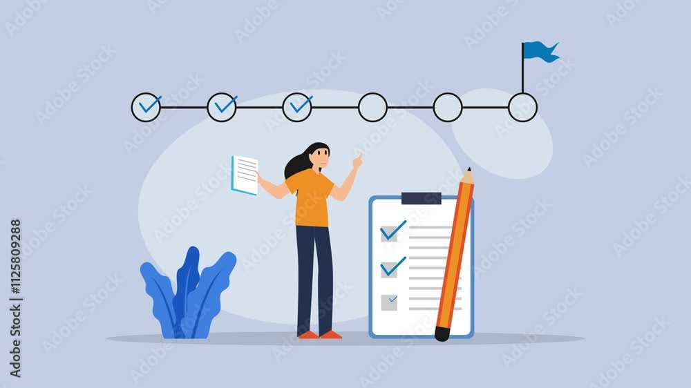 Project Management and Task Completion Concept: Woman with Checklist ...