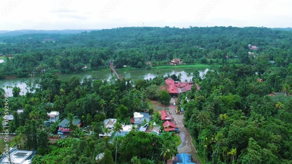 Areal view of Village, Temples are symbols of Kerala's ancient past ...
