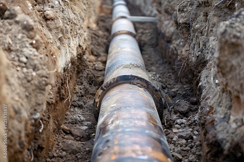Pipeline of the water supply system in the construction site. Stock ...