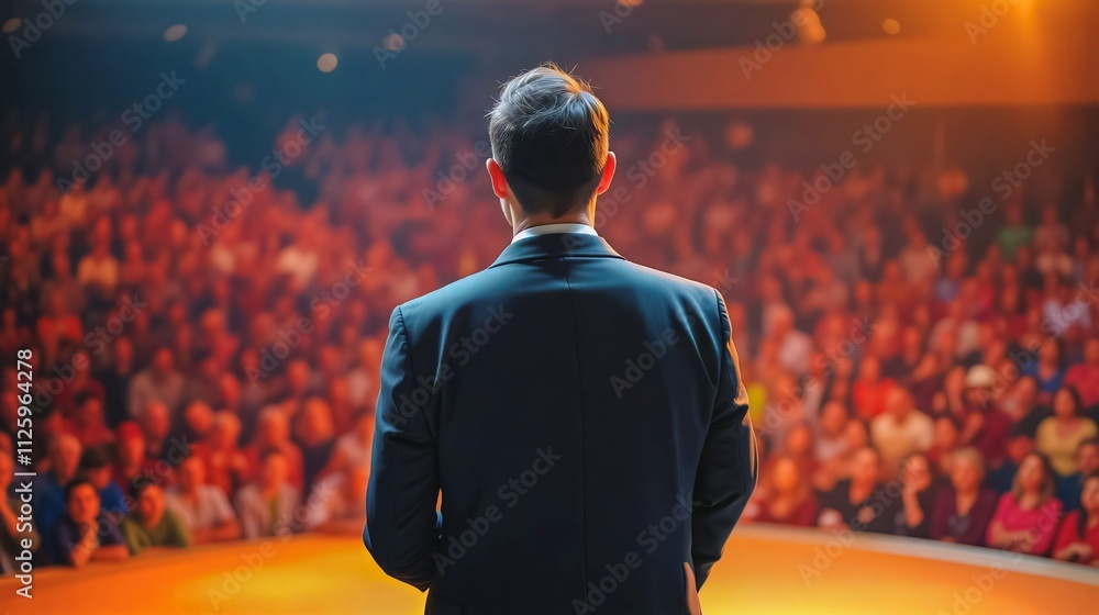 Captivating Speaker Engaging Audience, A confident man in a suit ...