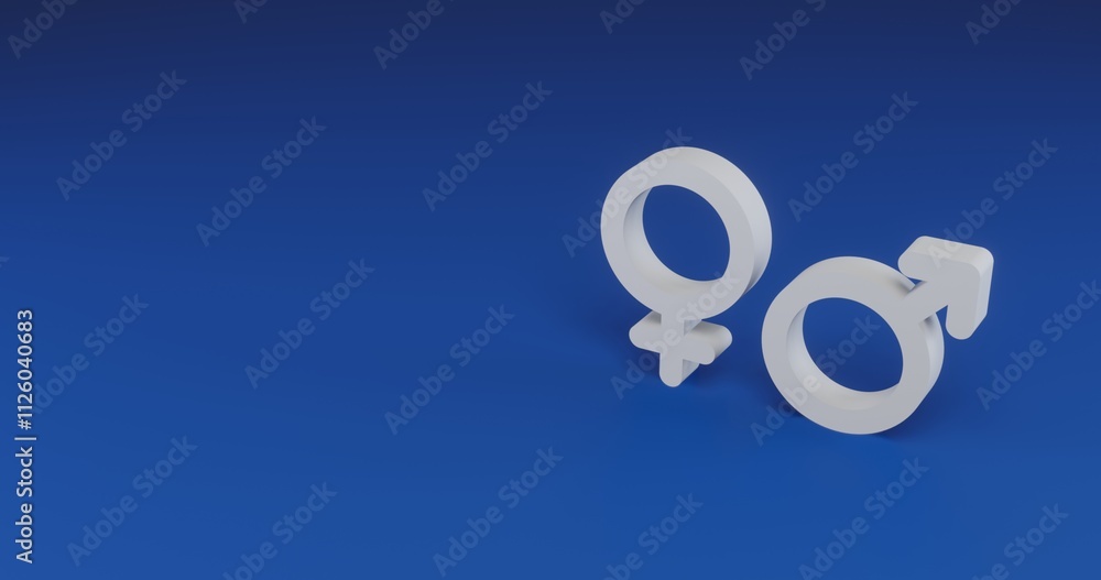Isolated realistic white gender symbol with shadow. Located on the ...