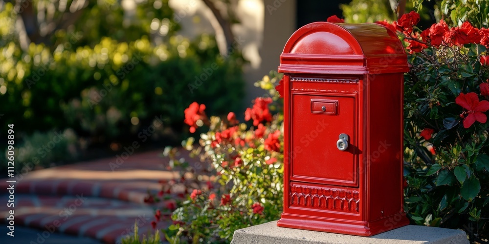 Vibrant red metal post box captures attention as a unique mailbox ...