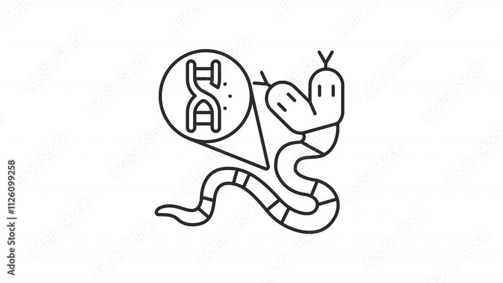 Genetic mutation line animation. Reptile biology animated icon. Moving ...