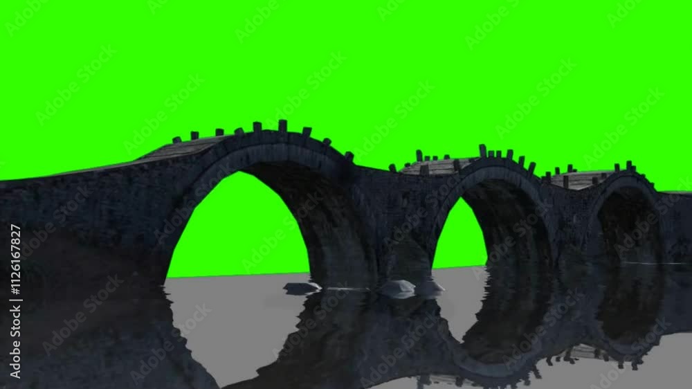 Bridge on river green screen video, chroma key, 4k, old bridge on river ...