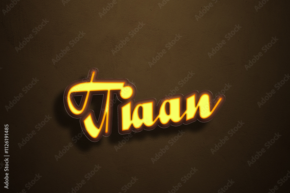 Yellow Neon Light Text Effect of Afrikaans name Tiaan on Golden ...