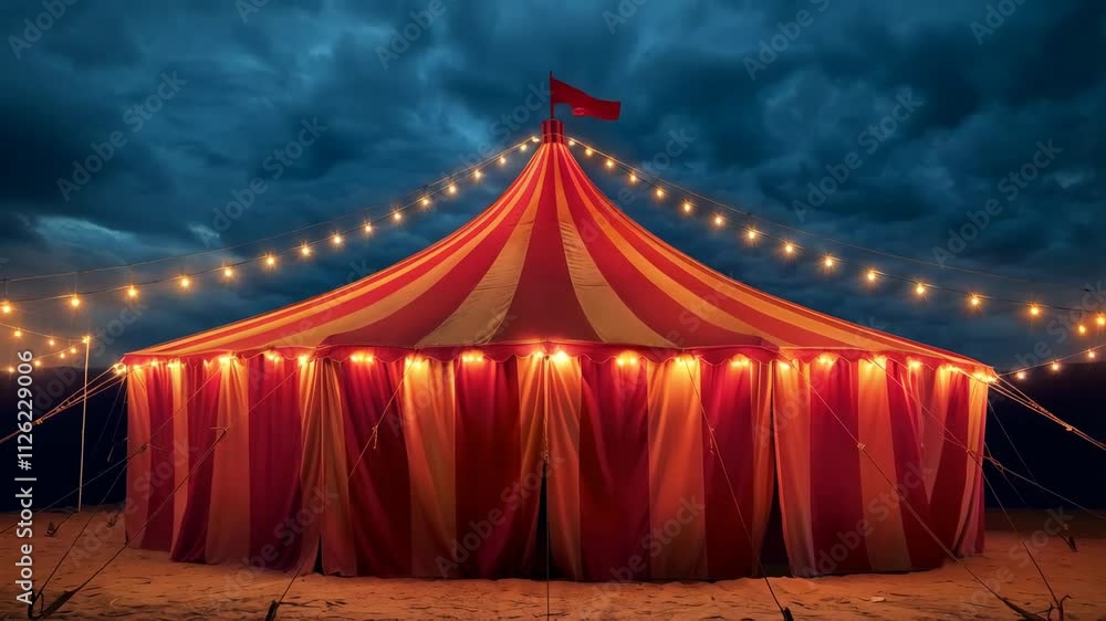 Big red circus tent with many lights Stock Video | Adobe Stock