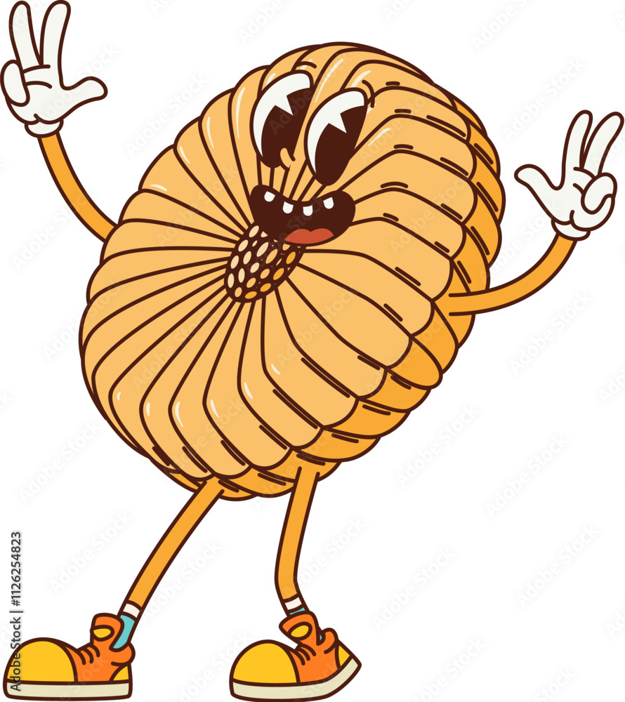 Cartoon retro groovy Japanese monaka dessert character. Isolated vector ...