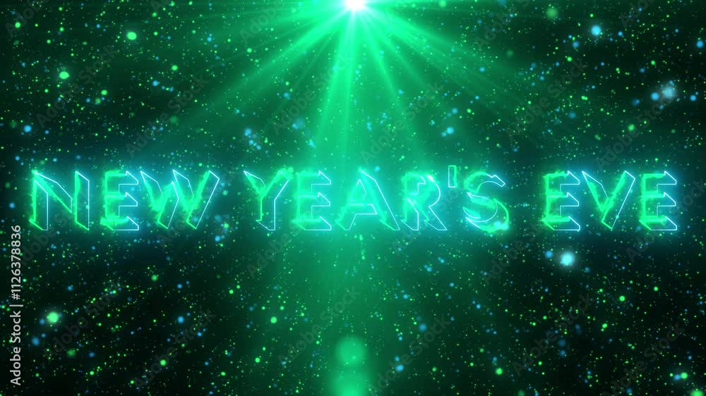 Neon color New Year's Eve text animation with neon color snow in 4K ...
