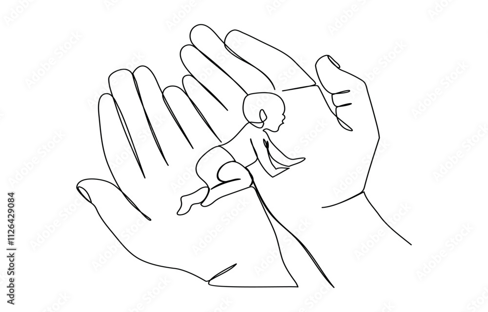 International Children's Day. Handprints in a heart shape against white ...