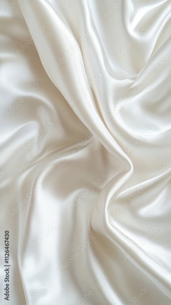 Luxurious white satin fabric draping elegantly under soft lighting for ...