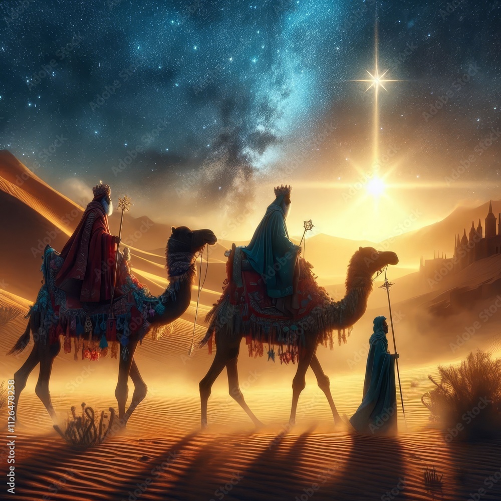 Three King's Day - Epiphany - Three Magi visiting Jesus Christ bringing ...