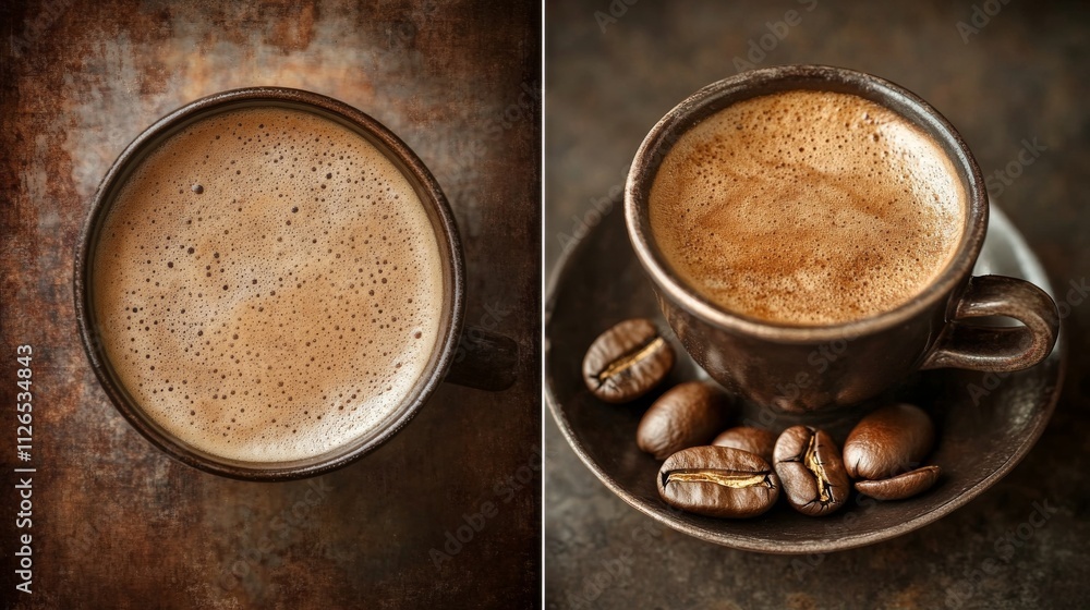 retro styled coffee macro, deep brown color palette, gourmet bean ...