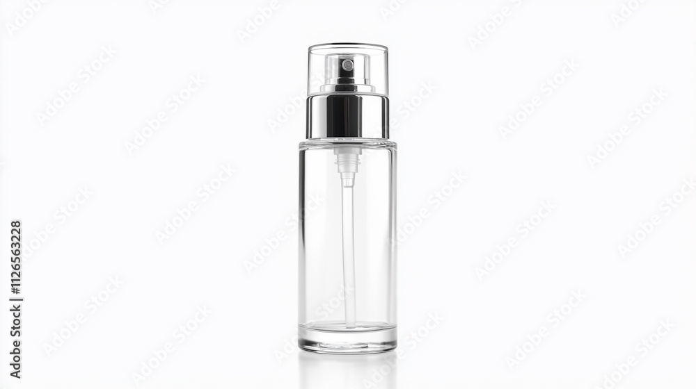 Transparent spray bottle for cosmetic products with minimal design and ...