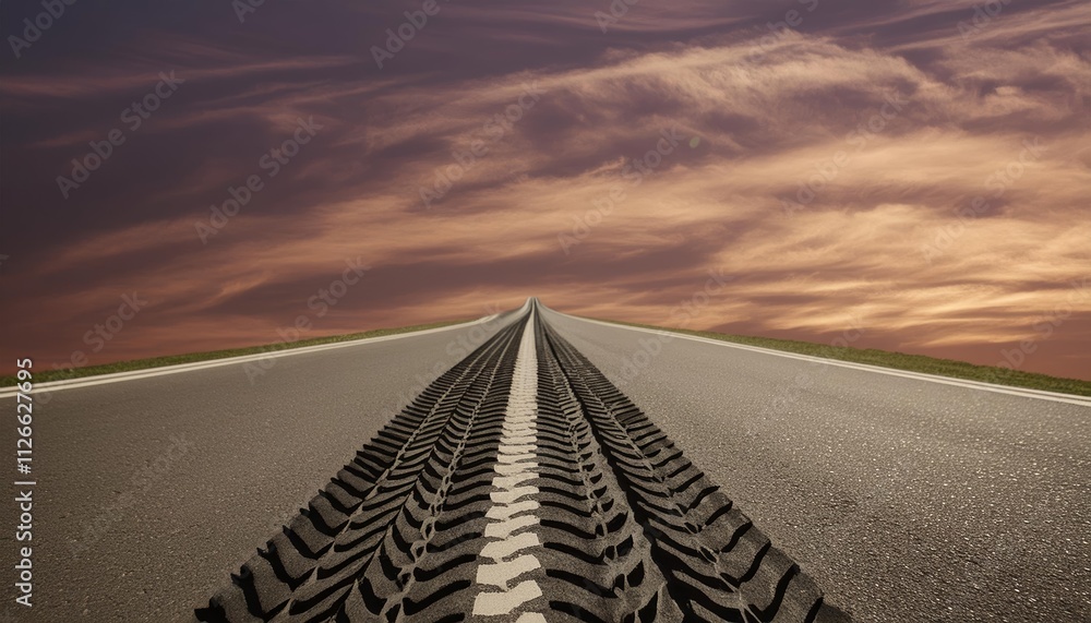 Black Tire Track on Road Isolated Wheel Trace Icon - A Simple Yet ...