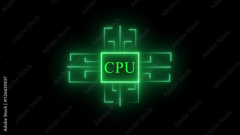 Computer processor icon, digital logotype CPU icon background 4k ...