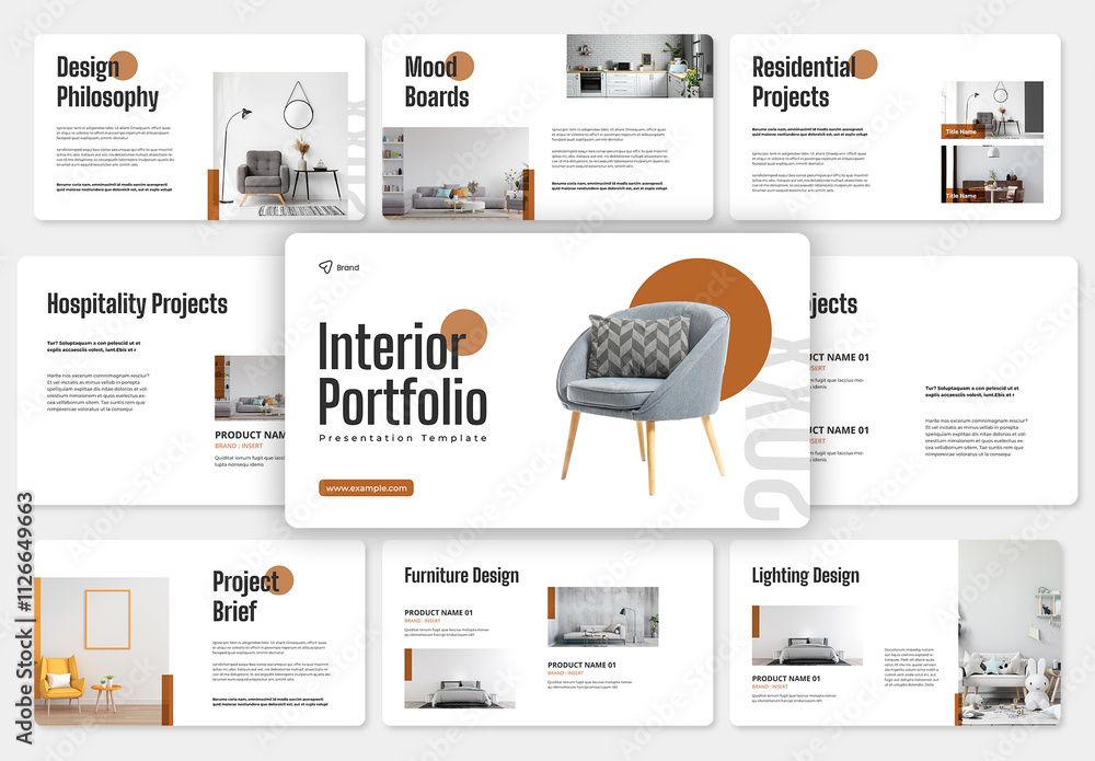 Interior Portfolio Presentation Layout Stock Template | Adobe Stock