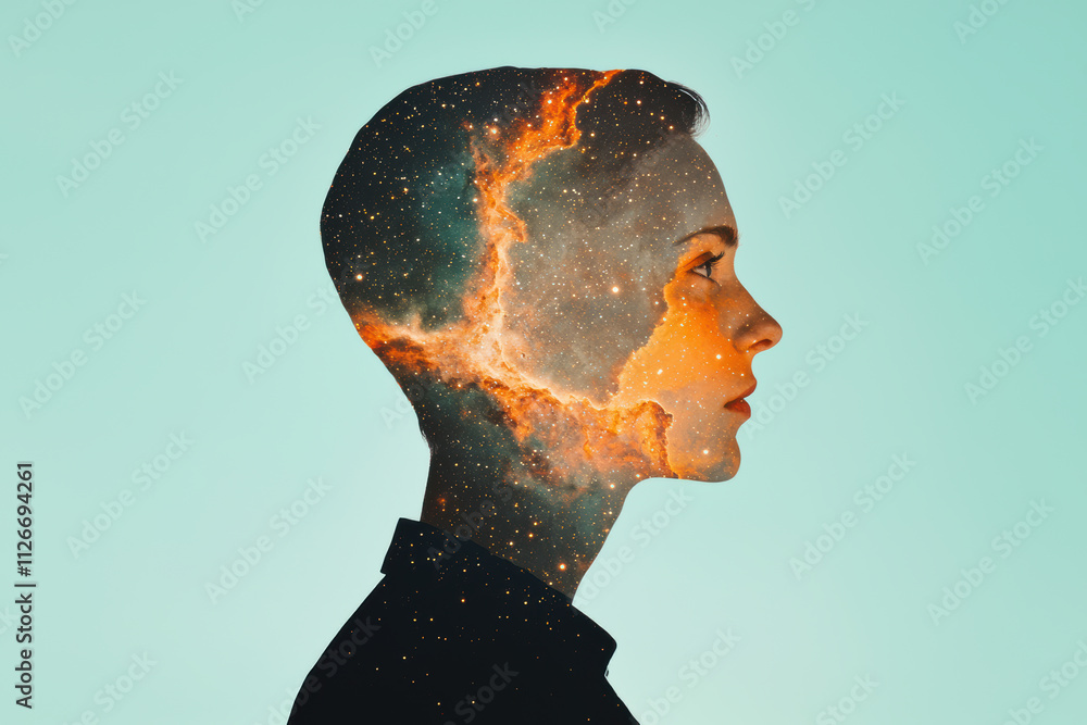 A mesmerizing double exposure portrait illustrating the infinite ...