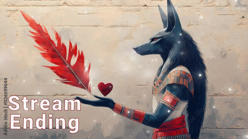 Majestic creature with a heart and feather bids farewell in a mystical ...