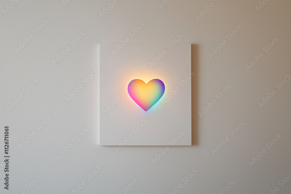 Minimalist pride artwork featuring a vibrant heart symbol on a simple ...