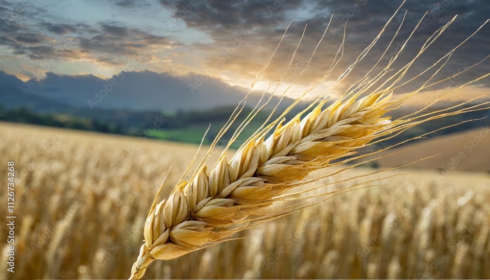 Foto de Isolated Ear of Wheat Spikelet on Transparent Background A ...