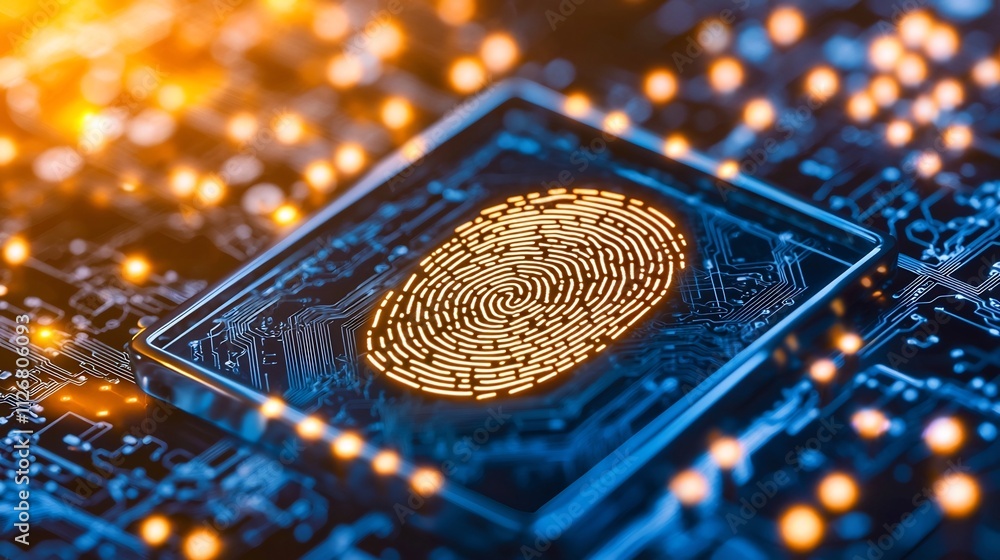 Close up photograph of a sleek and modern futuristic biometric ...