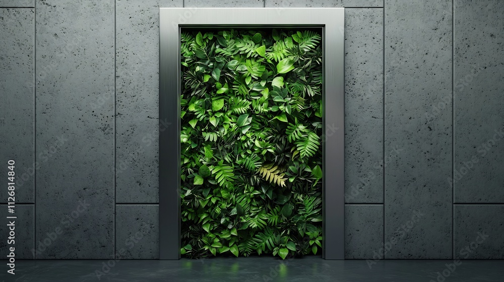 Flourishing green plants and foliage growing inside a safe vault ...