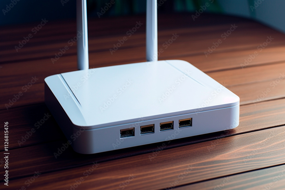High-tech WiFi router modem displayed. advanced technology and broad ...