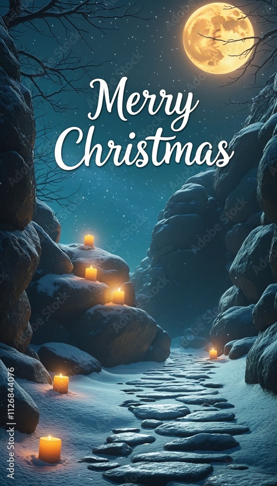 Merry Christmas: Stone with radiant moons in a magical Setting Stock ...