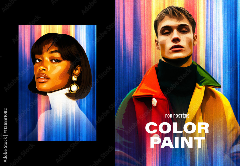 Oil Paints Poster Photo Effect Mockup Stock Template | Adobe Stock