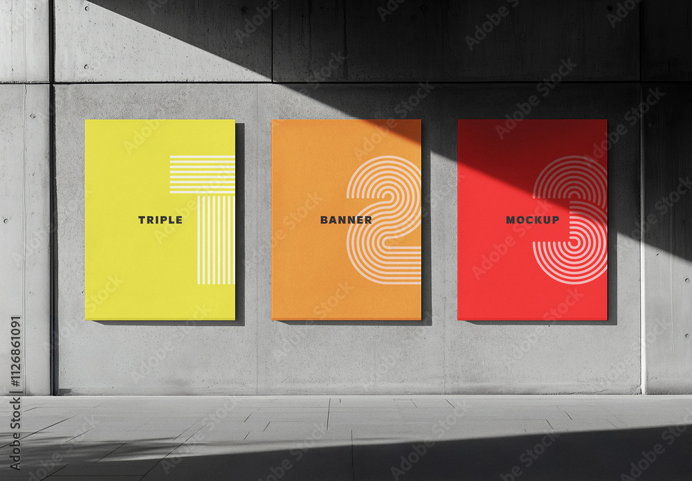 Triple Banner Mockup WIth Generative AI Stock Template | Adobe Stock