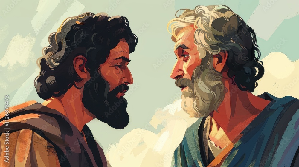 Vector illustration of Jesus forgiving Peter for denying Him three ...