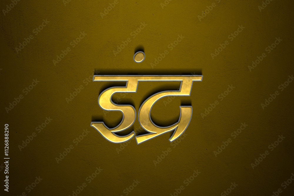 Old gold text effect of Hindi name Indra with 3D glossy style Mockup in ...