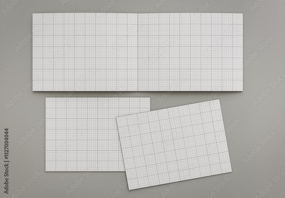 Horizontal Page Bifold Open Brochure Interior and Covers Mockup Stock ...