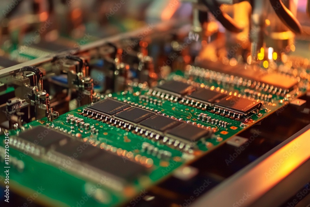 Intricate details of a microprocessor during advanced manufacturing ...