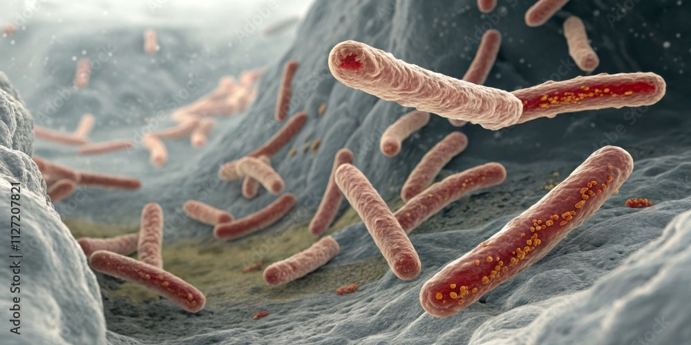 Detailed depiction of bacteria in a human body showcasing their shape ...