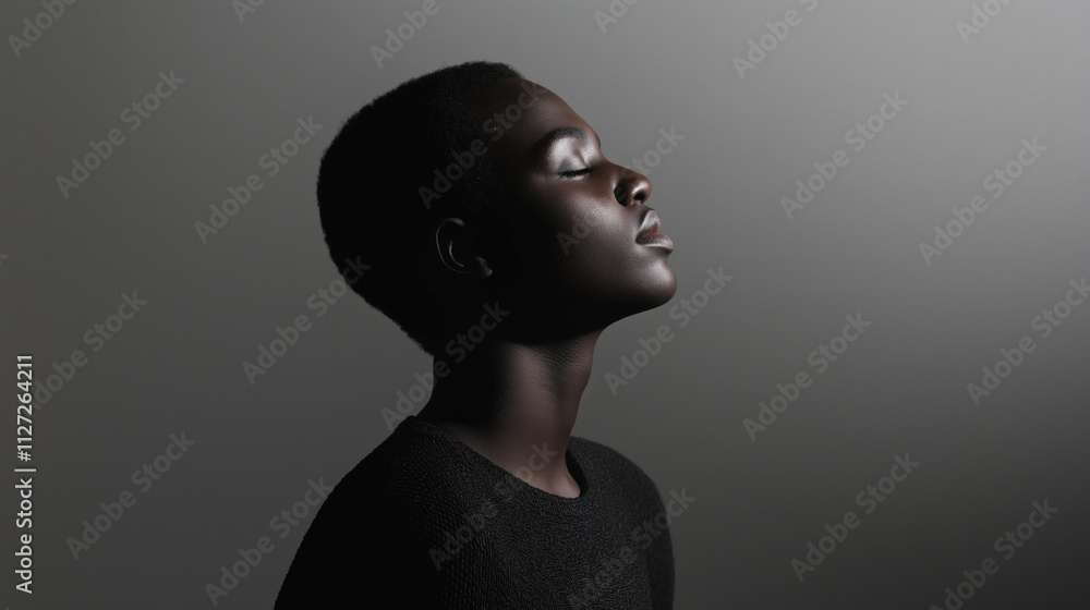 Unveiling strength through a serene profile, this portrait captures a ...