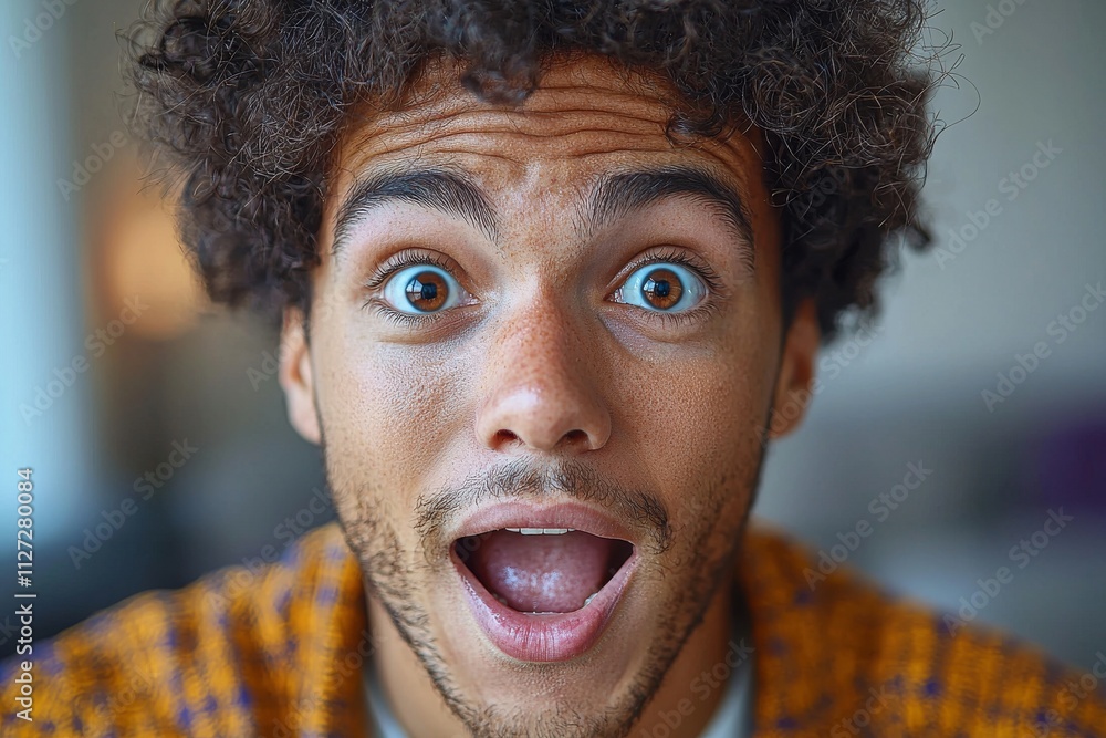 A studio portrait capturing the upper body of a man displaying various ...