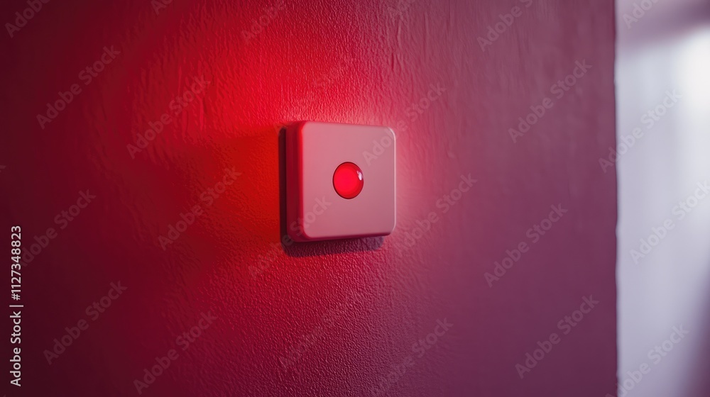 Red fire alarm system for emergency alert and safety protection in ...