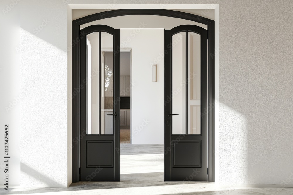 Open home door elements for opening and closing, symbolizing new ...
