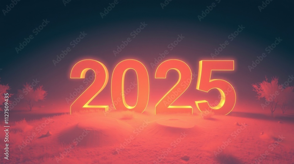 vintage New Year's numbers for the coming year 2025 golden against the ...