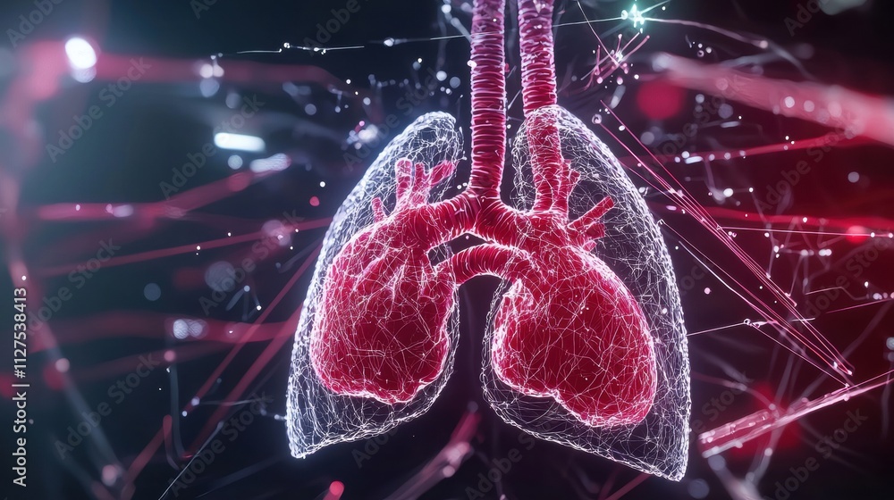 Lung function and health 3d visualization of lungs and heart anatomy in ...